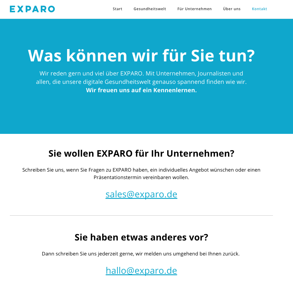 EXPARO – Lassen Sie uns über BGM digital sprechen. | exparo.de
